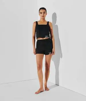 Karl Lagerfeld Cotton Beach Crop Top With Signature Embroidery