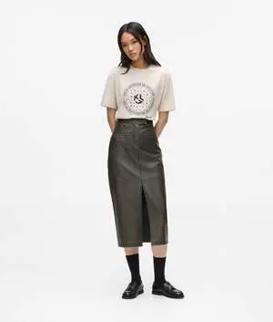 KL JEANS Jeans Midi Faux-leather Skirt - Black