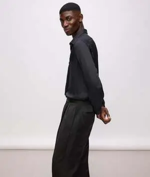 Karl Lagerfeld Studio Satin Detail Wool Blend Pants