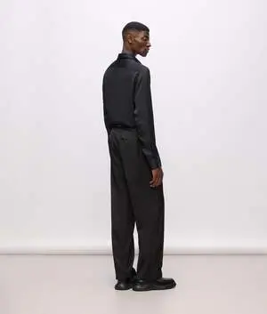 Karl Lagerfeld Studio Satin Detail Wool Blend Pants