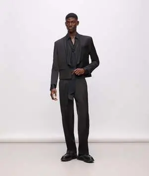 Karl Lagerfeld Studio Satin Detail Wool Blend Pants