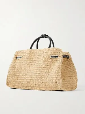 DEMELLIER Raffia Tote With Leather Trim