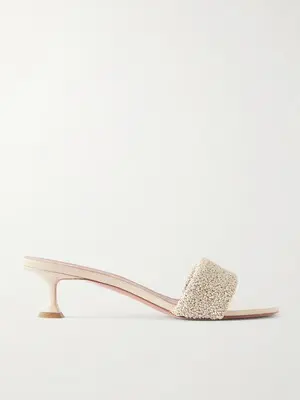 Amina Muaddi Andreea 45 Raffia Mules - Neutrals