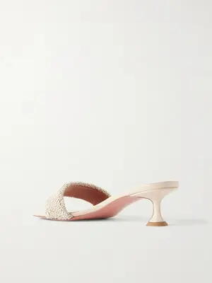 Amina Muaddi Andreea 45 Raffia Mules - Neutrals