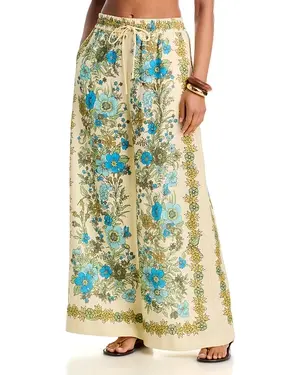 ALEMAIS Sophia Wide Leg Printed Linen Pants - Multi