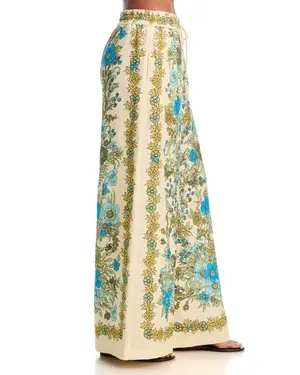 ALEMAIS Sophia Wide Leg Printed Linen Pants