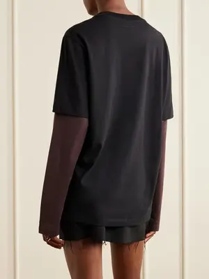 COURREGES Logo Embroidered Cotton-jersey T-shirt - Black