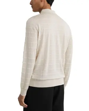 REISS Pallas Checked Long Sleeve Sweater Polo