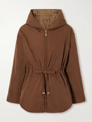 Max Mara Hooded Belted Shell Jacket - Brown