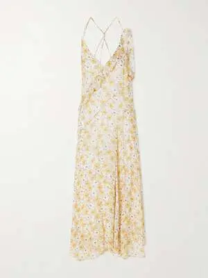 MARANT ETOILE Luxie Ruffled Chiffon Dress - Yellow
