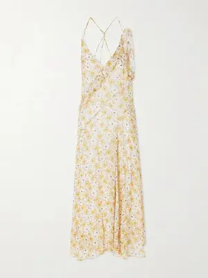 MARANT ETOILE Luxie Ruffled Floral Chiffon Maxi Dress - Yellow