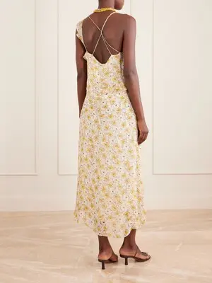MARANT ETOILE Luxie Ruffled Floral Chiffon Maxi Dress - Yellow