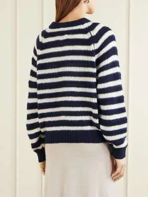LISA YANG Reni Striped Cashmere And Silk-blend Sweater