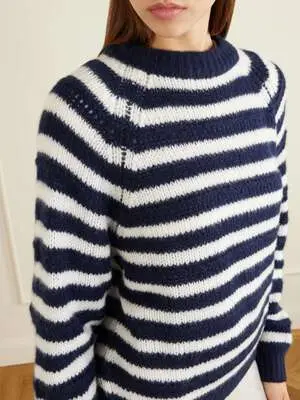 LISA YANG Reni Striped Cashmere And Silk-blend Sweater