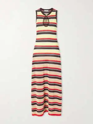 Rabanne Bead-embellished Striped Knitted Maxi Dress - Multi