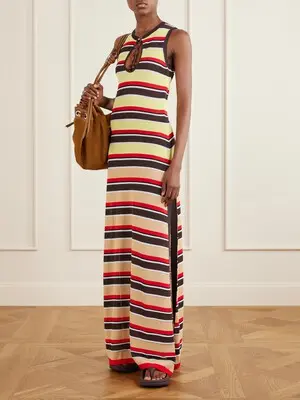 Rabanne Striped Knit Maxi Dress With Bead Embellishment - Multi