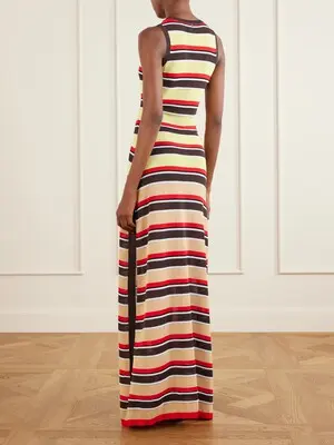 Rabanne Striped Knit Maxi Dress With Bead Embellishment - Multi
