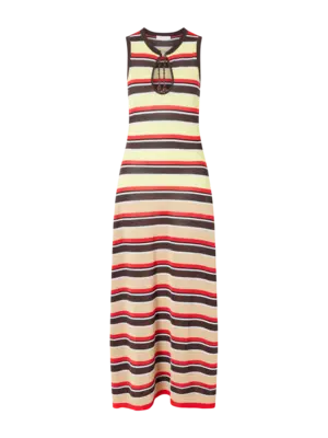 Rabanne Striped Knit Maxi Dress With Bead Embellishment - Multi