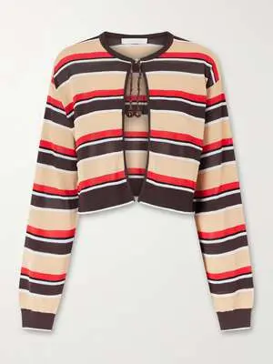 Rabanne Bead-embellished Striped Knitted Cardigan