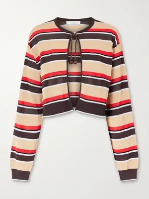 Rabanne Striped Knit Cardigan With Beaded Ties - Multi