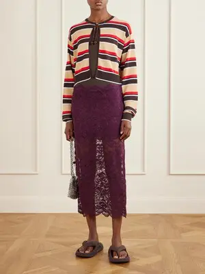 Rabanne Striped Knit Cardigan With Beaded Ties - Multi