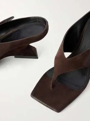 Attico Cheope 65 Suede Wedge Thong Sandals