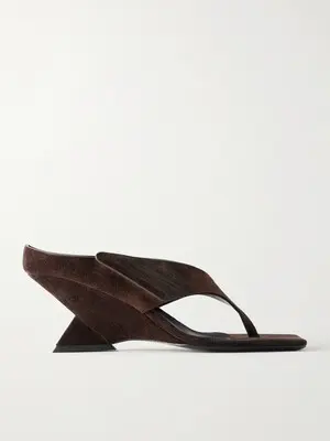 Attico Cheope 65 Suede Wedge Thong Sandals