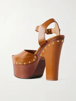 Chloé Meret Leather Platform Sandals - Brown