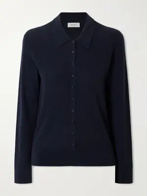 LISA YANG Agata Ribbed Cashmere Cardigan - Blue