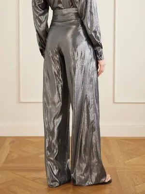 Giuliva Heritage Elsa Pleated Lamé Wide-leg Trousers