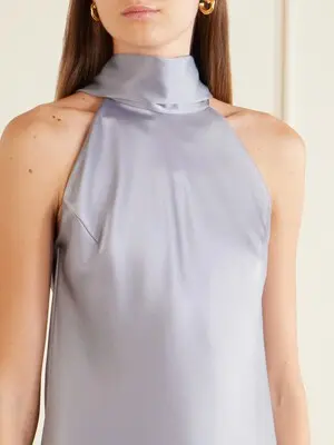 Galvan Siena Satin Halterneck Mini Dress