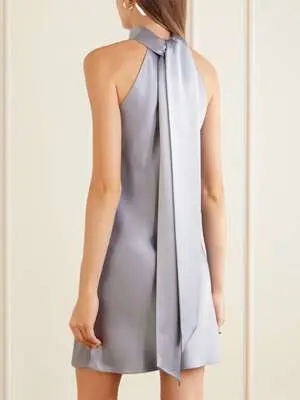 Galvan Siena Satin Halterneck Mini Dress
