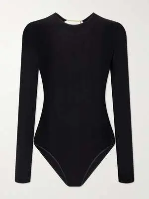 Saint Laurent Cassandre-embellished Mesh Bodysuit
