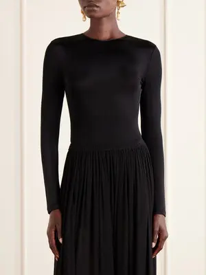 Saint Laurent Open-back Jersey Bodysuit - Black