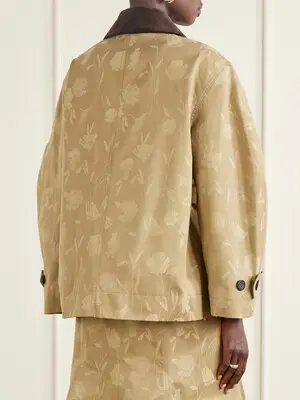 Erdem Belted Floral-jacquard Cotton Jacket - Brown