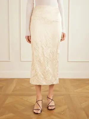 FFORME Mena Crinkled Metallic Cotton-blend Midi Skirt