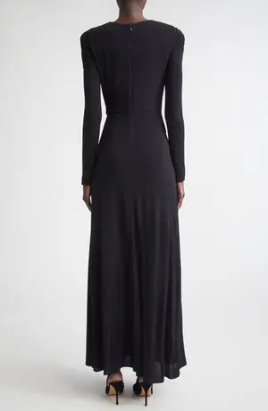 St. John Dominique Long Sleeve Matte Crepe Jersey Gown