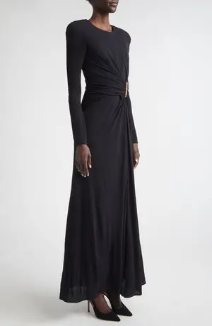 St. John Dominique Long Sleeve Matte Crepe Jersey Gown