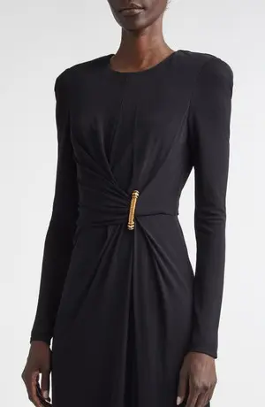 St. John Dominique Long Sleeve Matte Crepe Jersey Gown