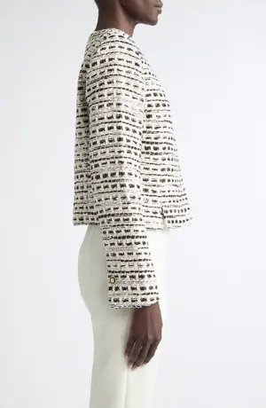 St. John Rosa Basket Weave Jewel Neck Jacket