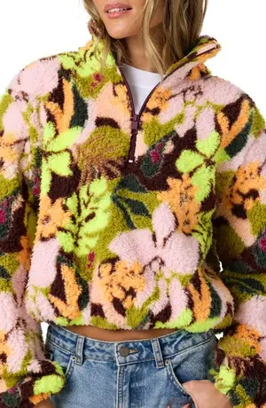 O'Neill Kacey High Pile Floral Half Zip Jacket