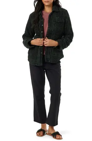 O'Neill High Pile Plaid Shirt Jacket - Hunter Green
