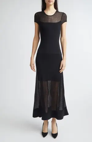 JASON WU Short Sleeve Drop Waist Dress - Black