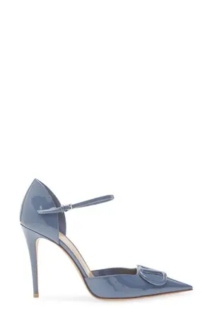 Valentino Garavani Vlogo Signature D'orsay Patent Leather Pumps - Blue