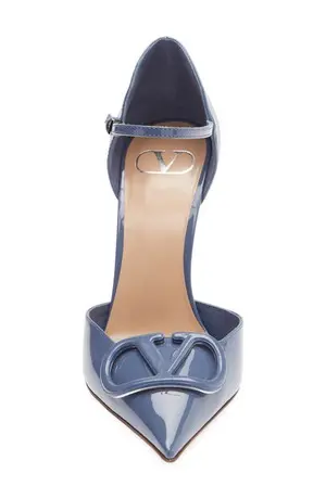 Valentino Garavani Vlogo Signature D'orsay Patent Leather Pumps - Blue