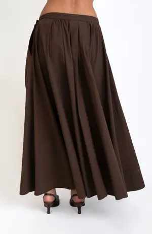 ODDLI Pleated Poplin Skirt - Mocha