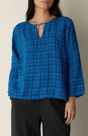Eileen Fisher Round Neck Organic Linen Top