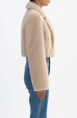 LAMARQUE Carlie Faux Fur Cropped Blazer - Angora