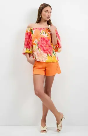 Trina Turk Vittoria Off-shoulder Floral Top