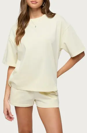 EDIKTED Cecilia Oversize Cotton T-shirt - Light-yellow